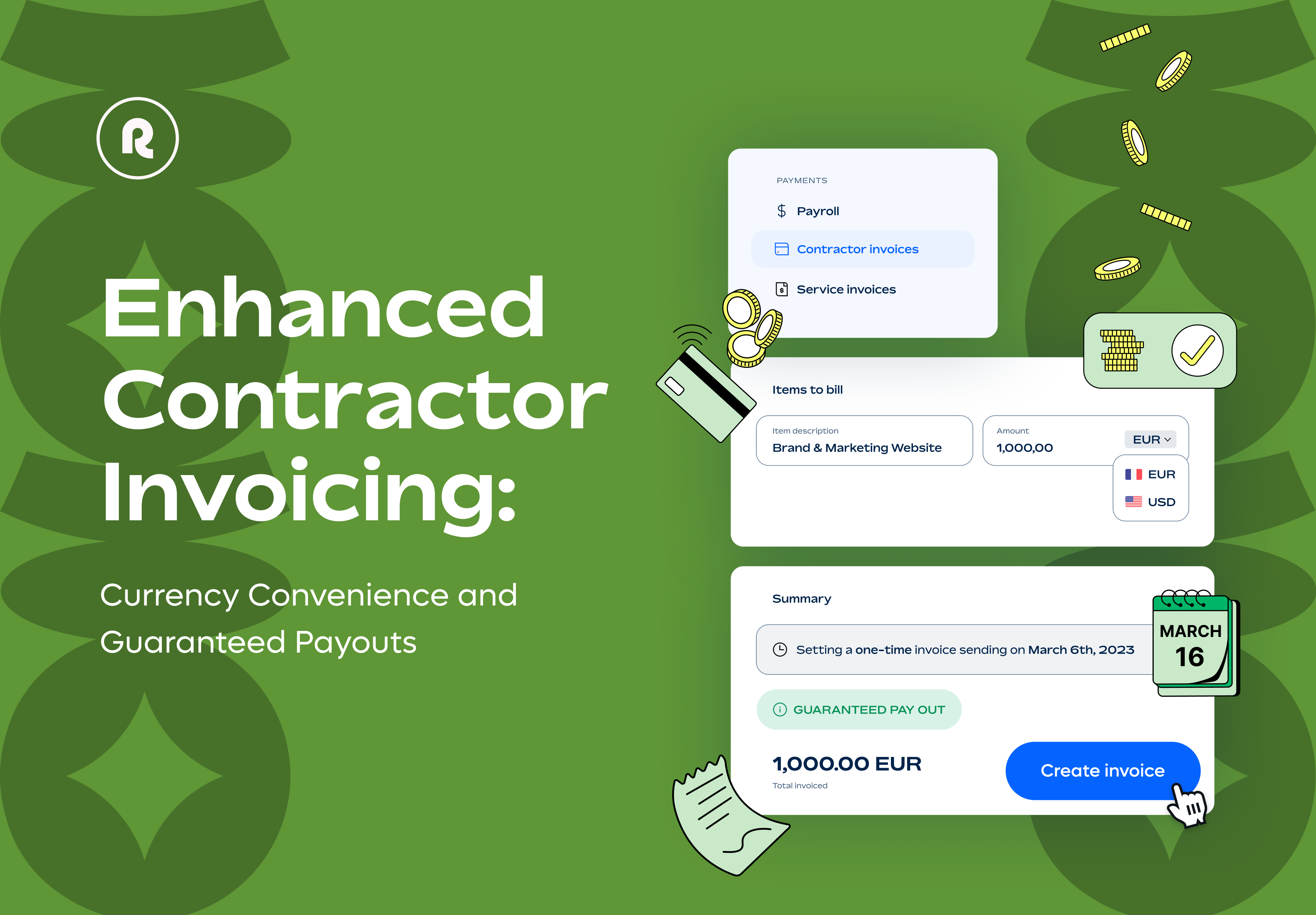 Borderless payments for contractors with flexible currency options